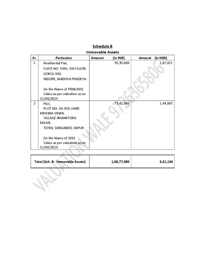 Net Worth Certificate Format CA Report Format For VISA